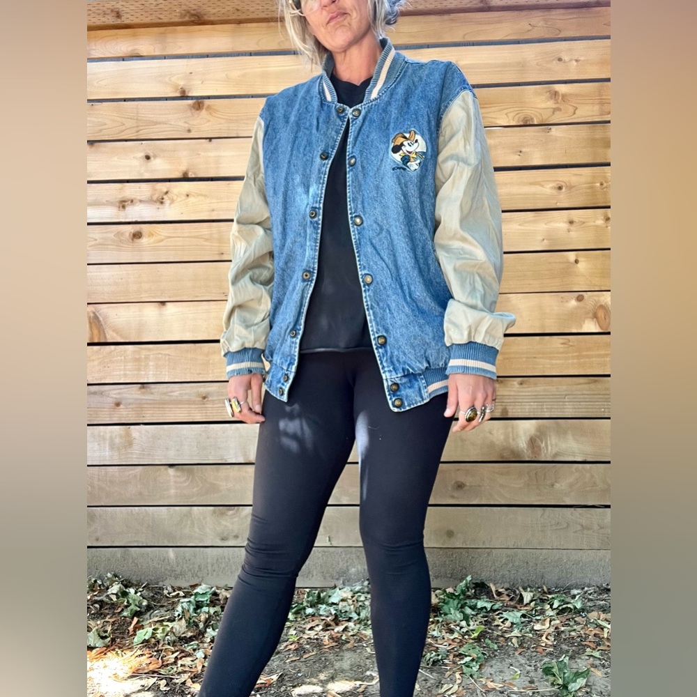 1990’s Vintage Mickey Rodeo Team Distressed Denim Jac… - Gem